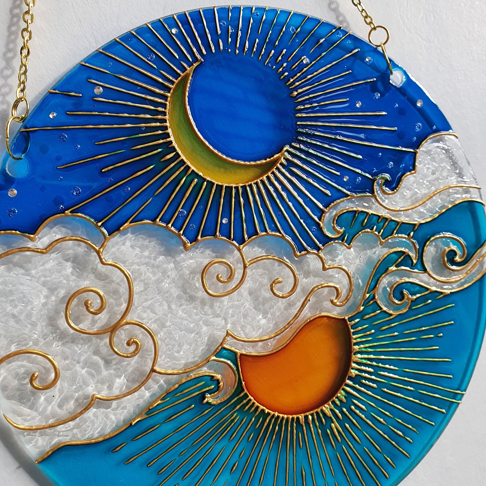 Stained Glass Moon Sun Cloud Suncatcher for Window Hangings - Etsy