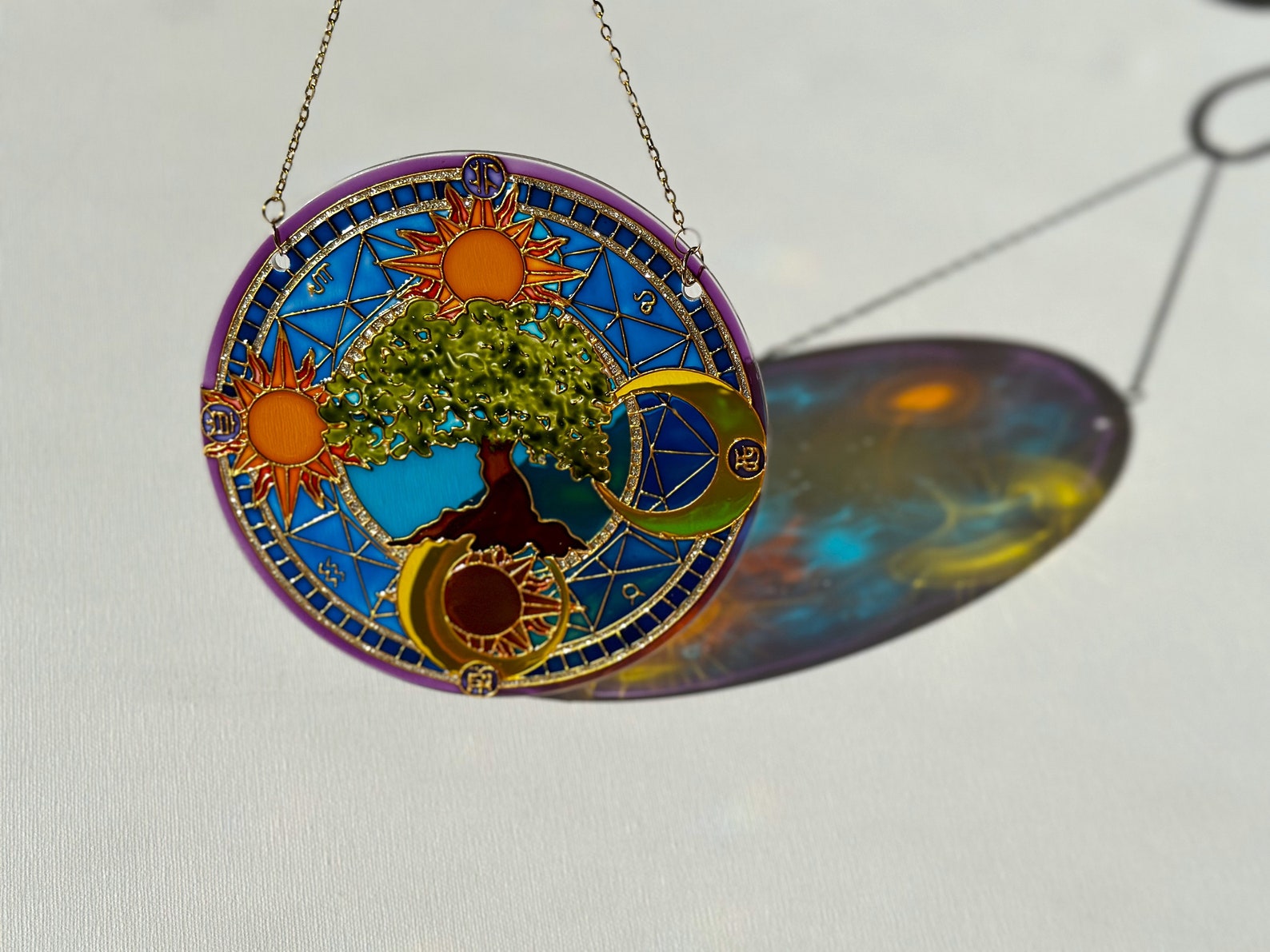 Symbols Tree of Life Sun Moon Shine Suncatcher for Window Zodiac Gift ...
