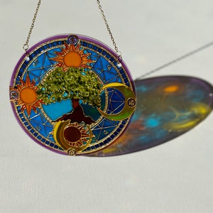 Symbols Tree of Life Sun Moon Shine Suncatcher for Window Zodiac Gift ...
