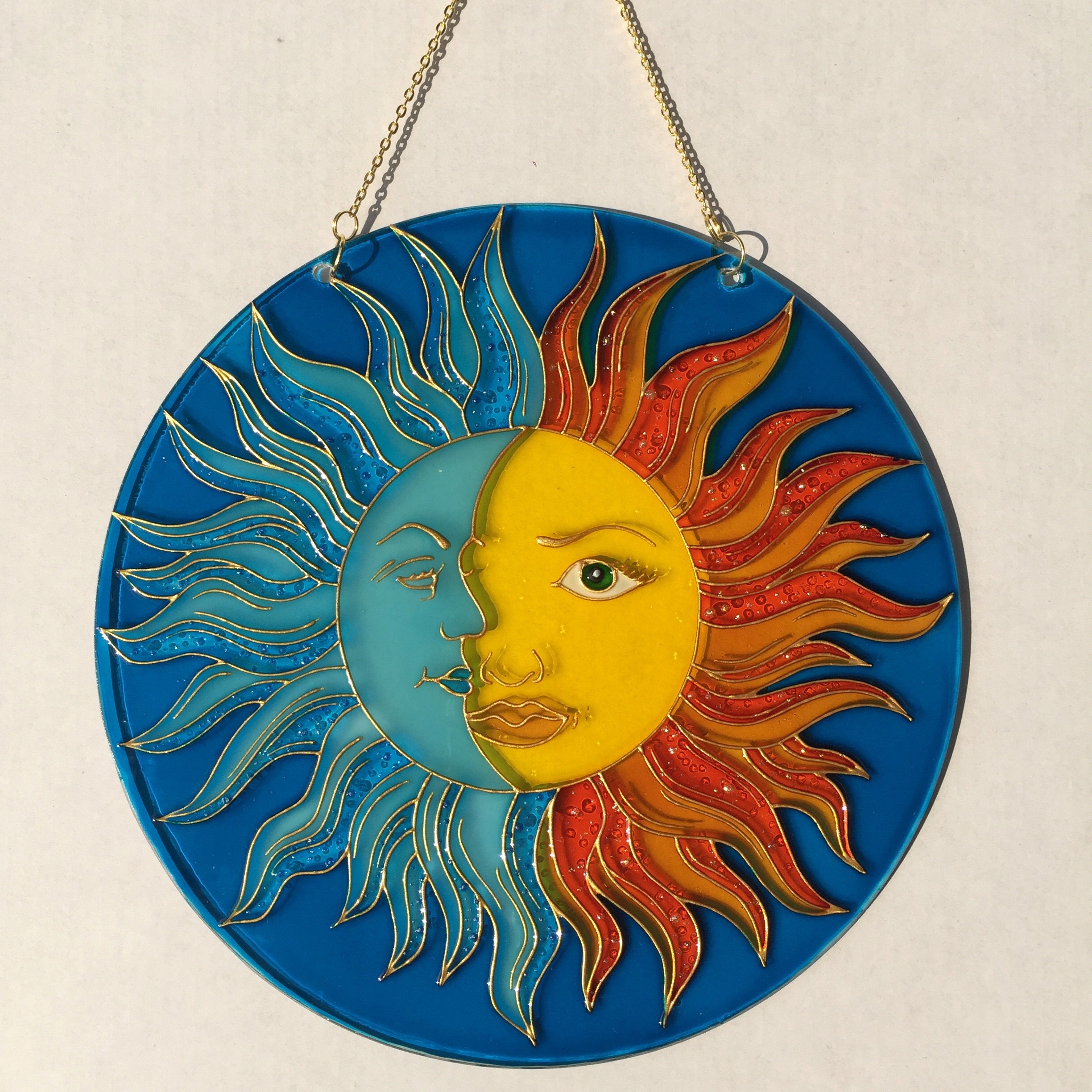 Sun Moon Celestial decor Suncatcher for Window Hanging Stained | Etsy