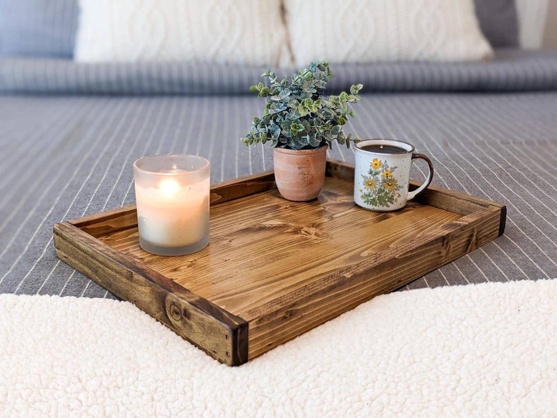 Ottoman Tray, Small, Farmhouse Tray, Wooden Tray, Breakfast Tray ...