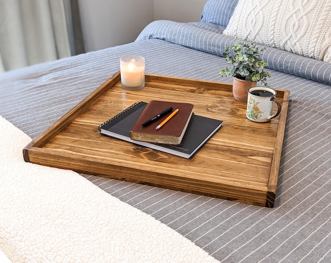 Ottoman Coffee Table on Wheels, Walnut Custom Ottoman Tray, Solid Wood ...