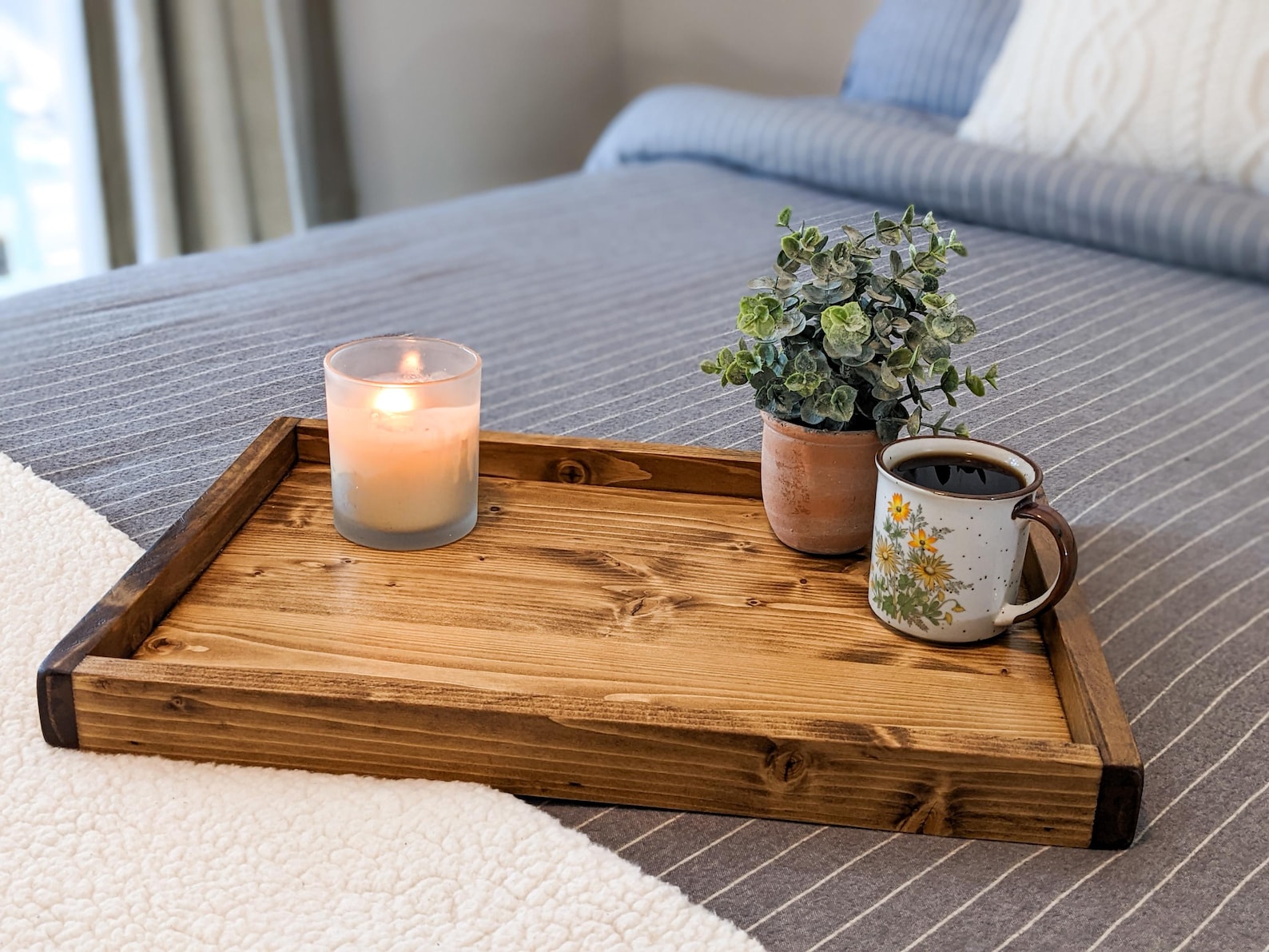 Ottoman Tray, Small, Farmhouse Tray, Wooden Tray, Breakfast Tray ...
