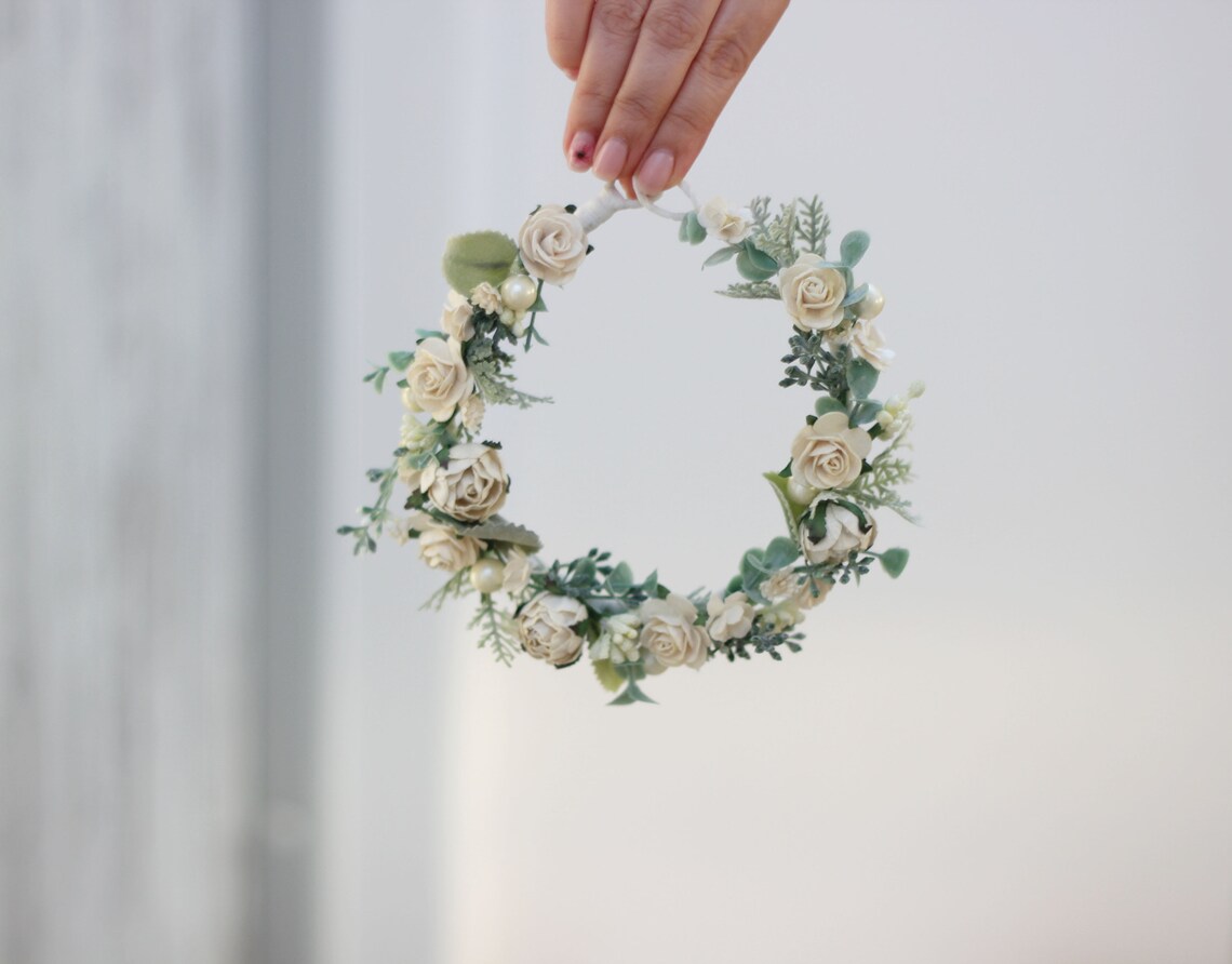 Baby Flower Crown Flower Girl Crown Ivory Floral Headband - Etsy