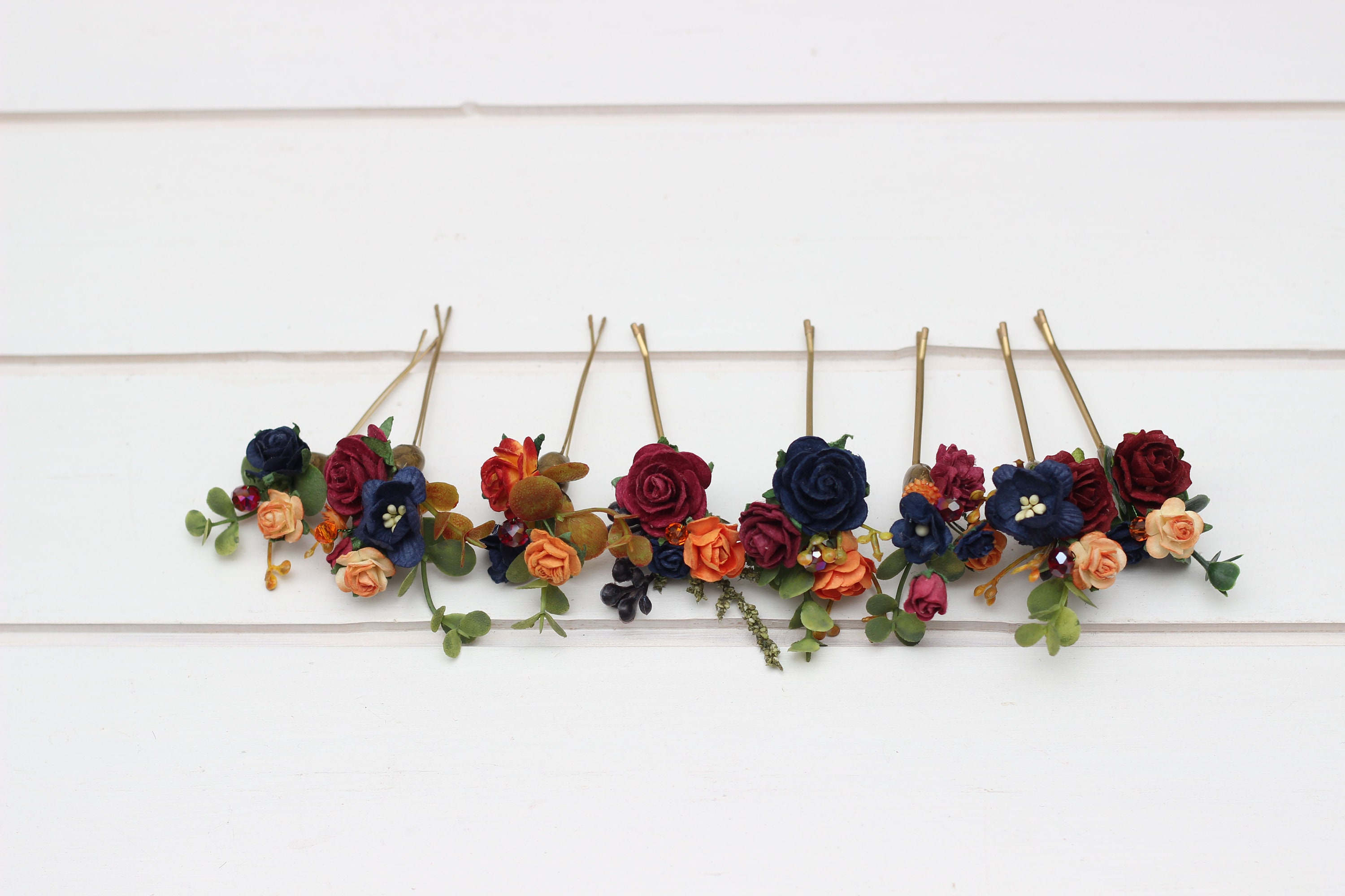2-5 Days to USA Set of 8 Bobby Pins Burgundy Navy Blue Rust Hair ...