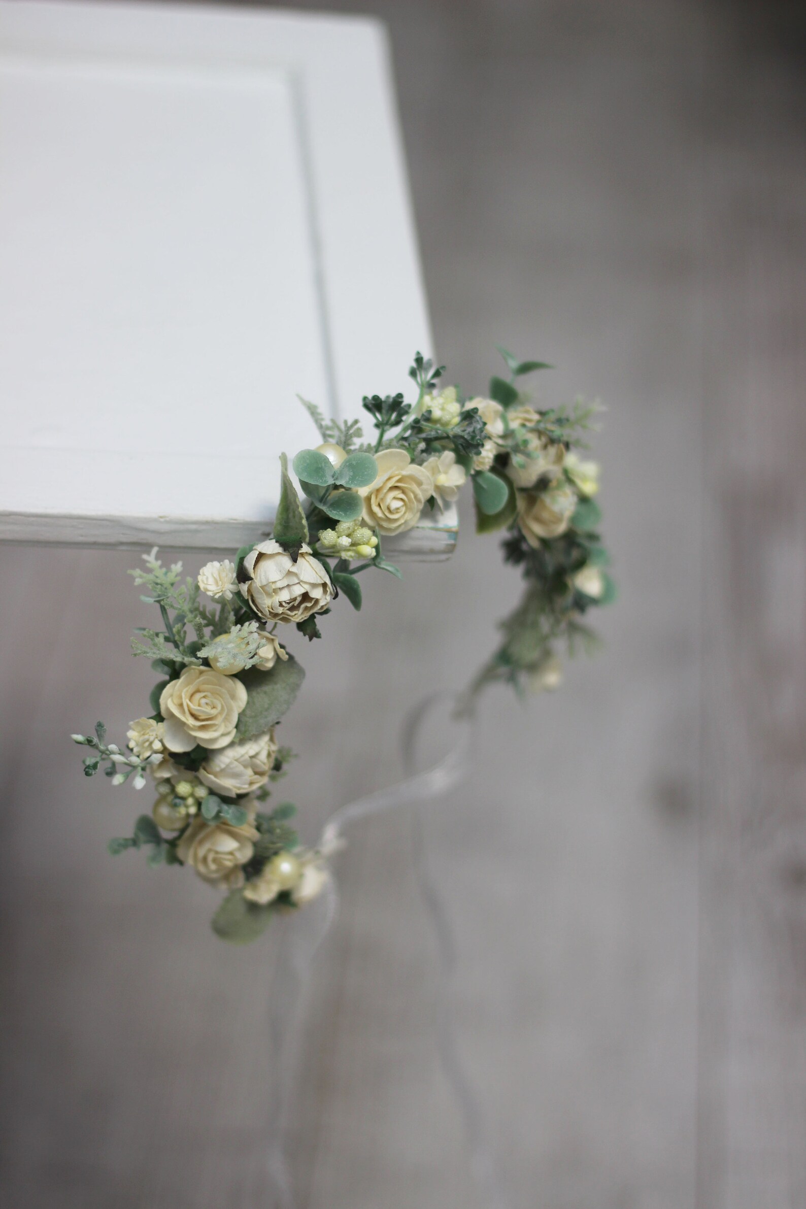 Baby Flower Crown Flower Girl Crown Ivory Floral Headband - Etsy
