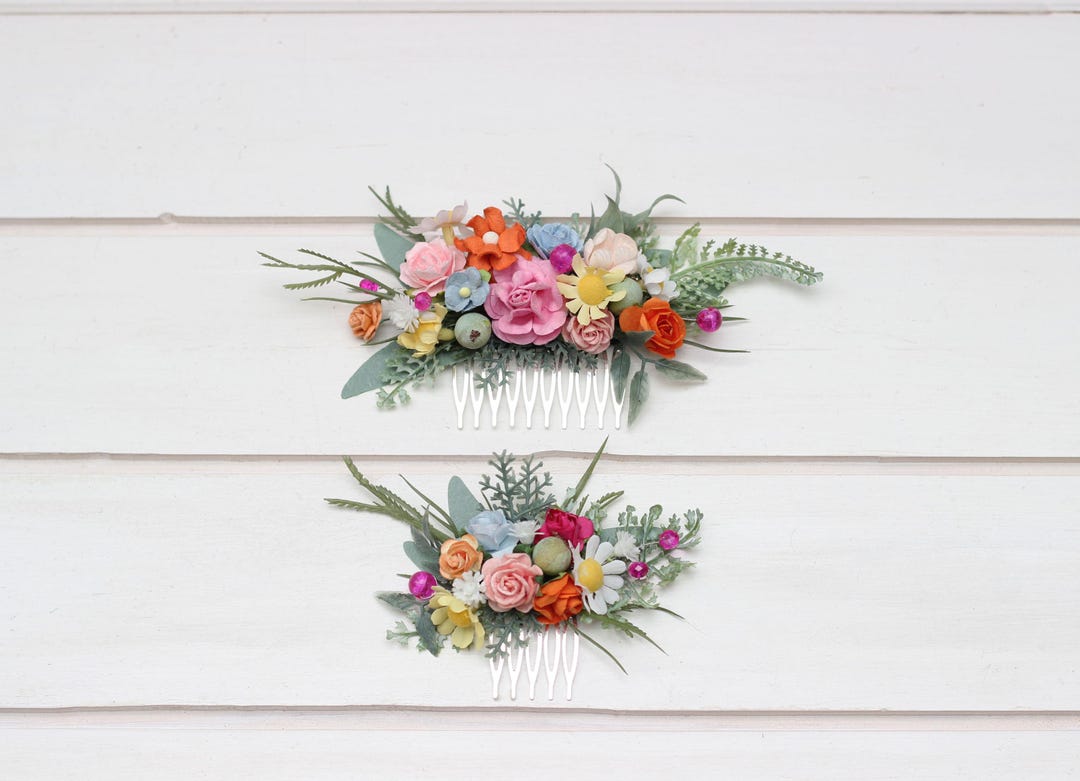 Colorful Hair Comb Spring Summer Wedding Flower Hairpiece Floral ...