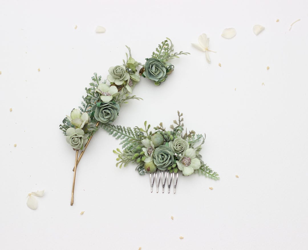 Sage Green Hair Pins Pastel Floral Bobby Pins Bridesmaid Hair Pins ...