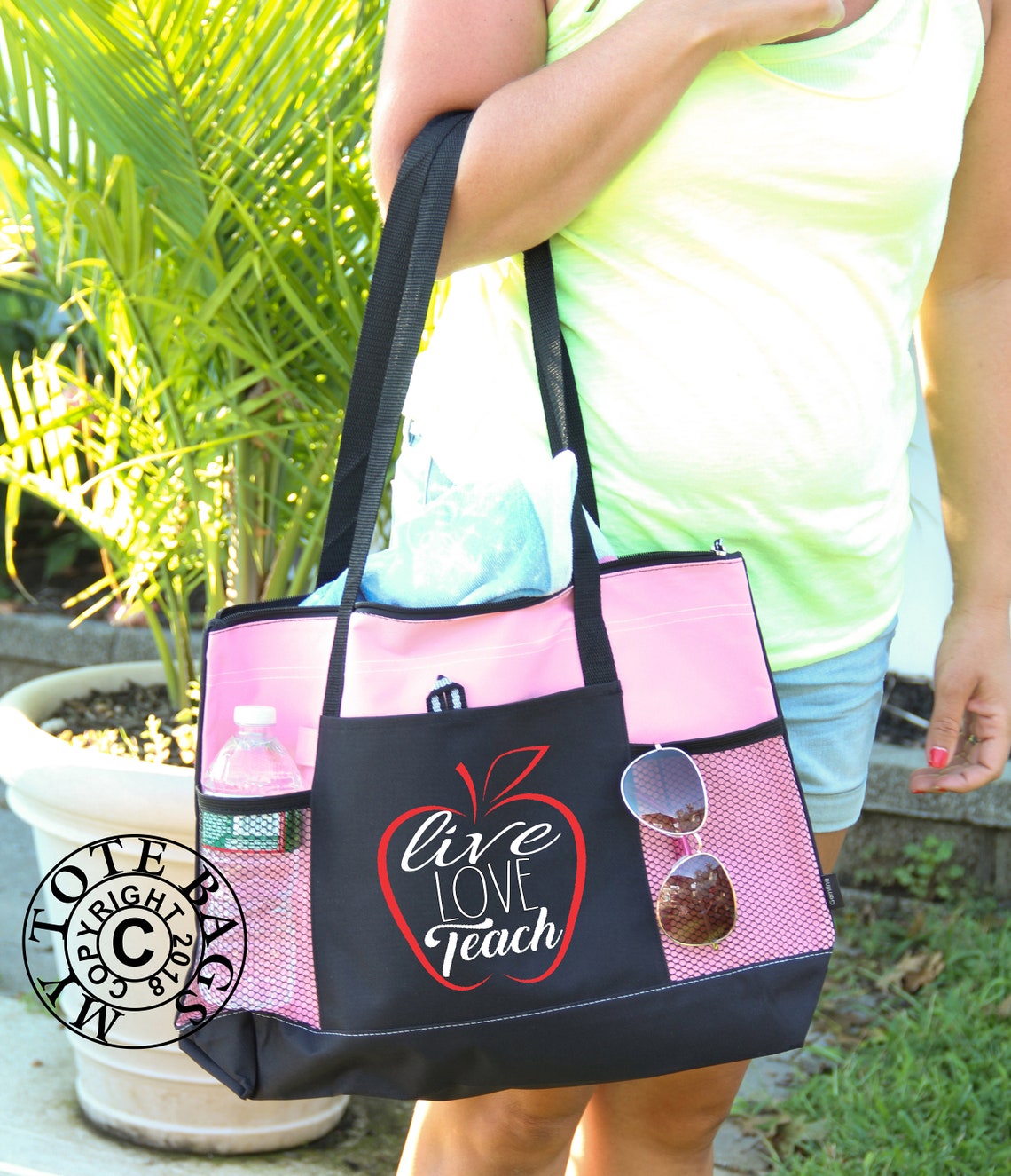 Live Love Teach Bag, Teacher Bag, Heavy Tote Bag, Zippered, Heavy ...