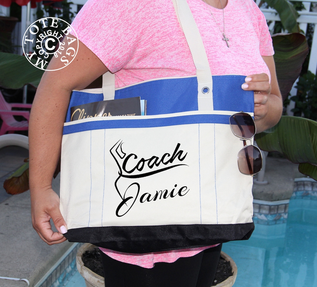 Coach Tote Bag, Personalized With Name, Heavy Tote Bag, Zippered, Heavy ...