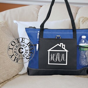 Real Estate Bag With Monogram, Heavy Tote Bag, Zippered, Heavy Canvas ...