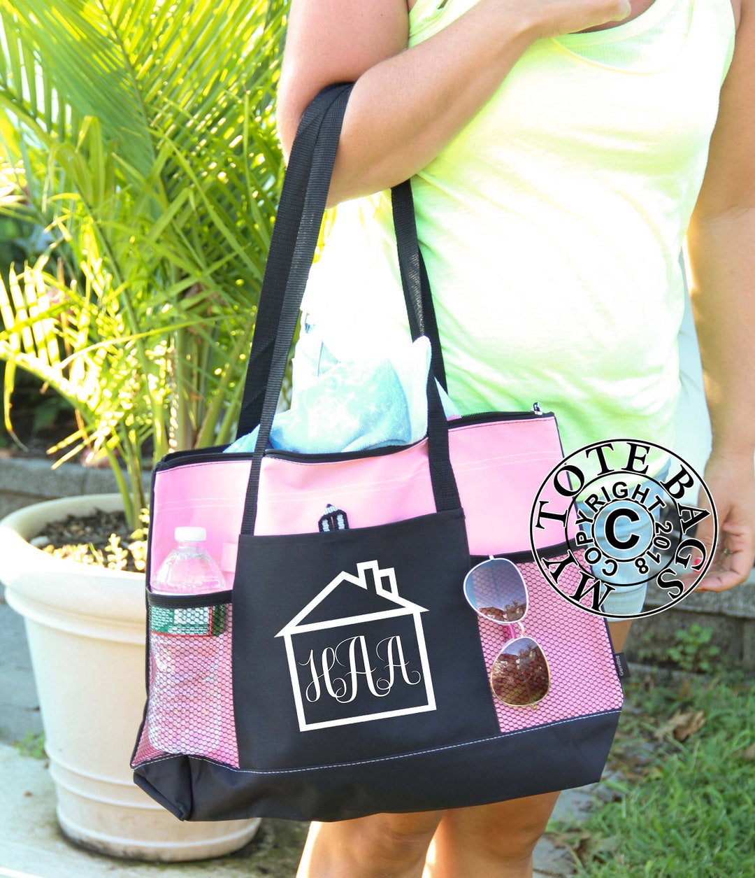 Real Estate Bag With Monogram, Heavy Tote Bag, Zippered, Heavy Canvas ...