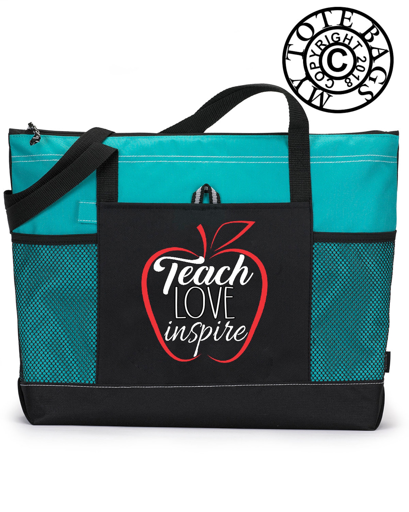Teach Love Inspire Bag Teacher Bag Heavy Tote Bag Zippered | Etsy
