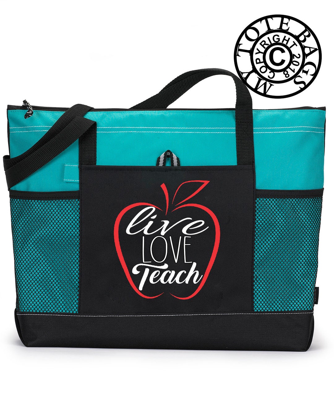Live Love Teach Bag, Teacher Bag, Heavy Tote Bag, Zippered, Heavy ...