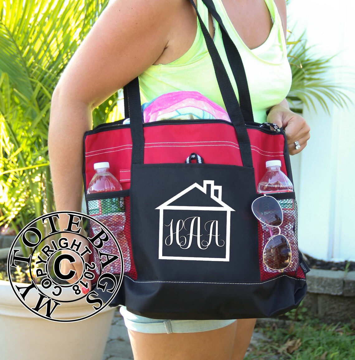 Real Estate Bag with Monogram Heavy tote bag zippered | Etsy