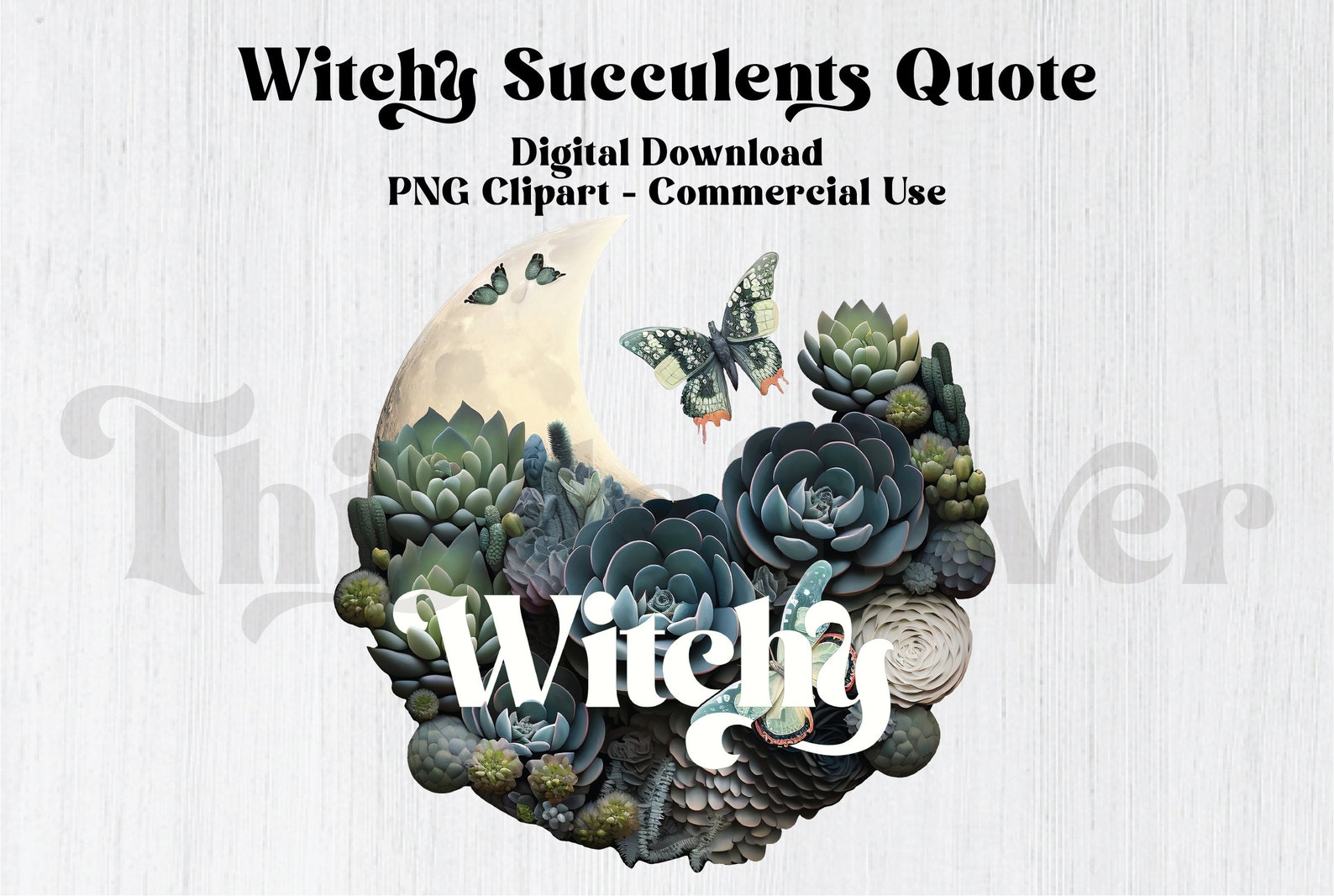Witchy Moon Clipart, Mystical Moon Style, Celestial Cat, Magical ...
