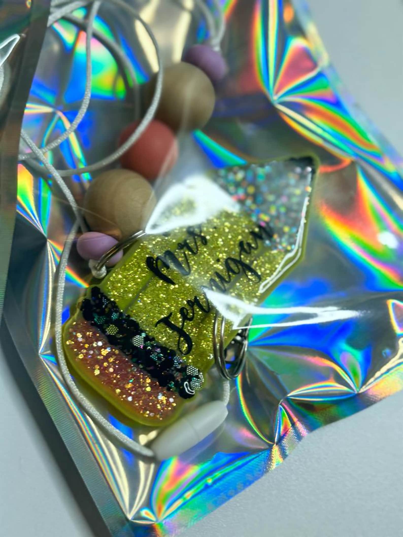 Customizable 3D Printed Glitter Resin Pencil Tag - Etsy