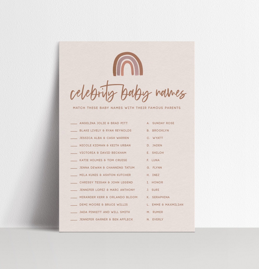 Celebrity Baby Name Game, Printable Baby Shower Game, Baby Name Game ...