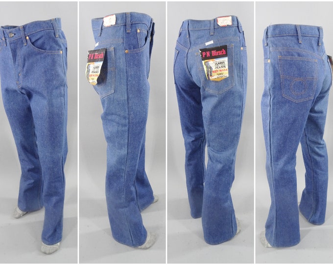 Original 1970s Vintage PN Hirsch Authentic Flares Big Bell Bottom Blue ...