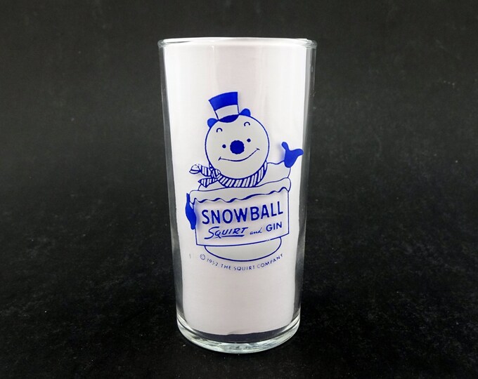 1950s Vintage Snowball Squirt and Gin 10oz Drink Glass, Dated 1952 From ...