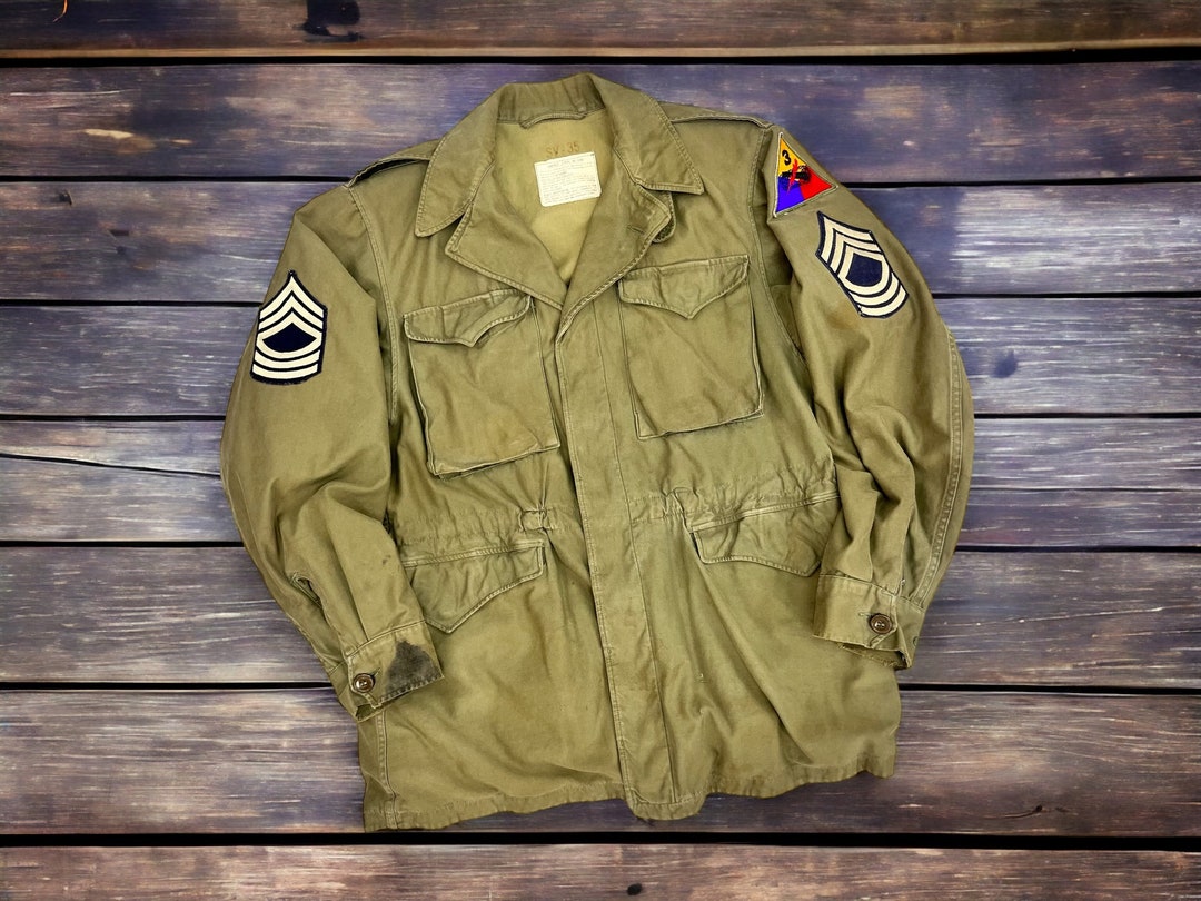 Original WW2 Vintage M43 Field Jacket With Authentic 3rd Armored Division Shoulder Patch ...