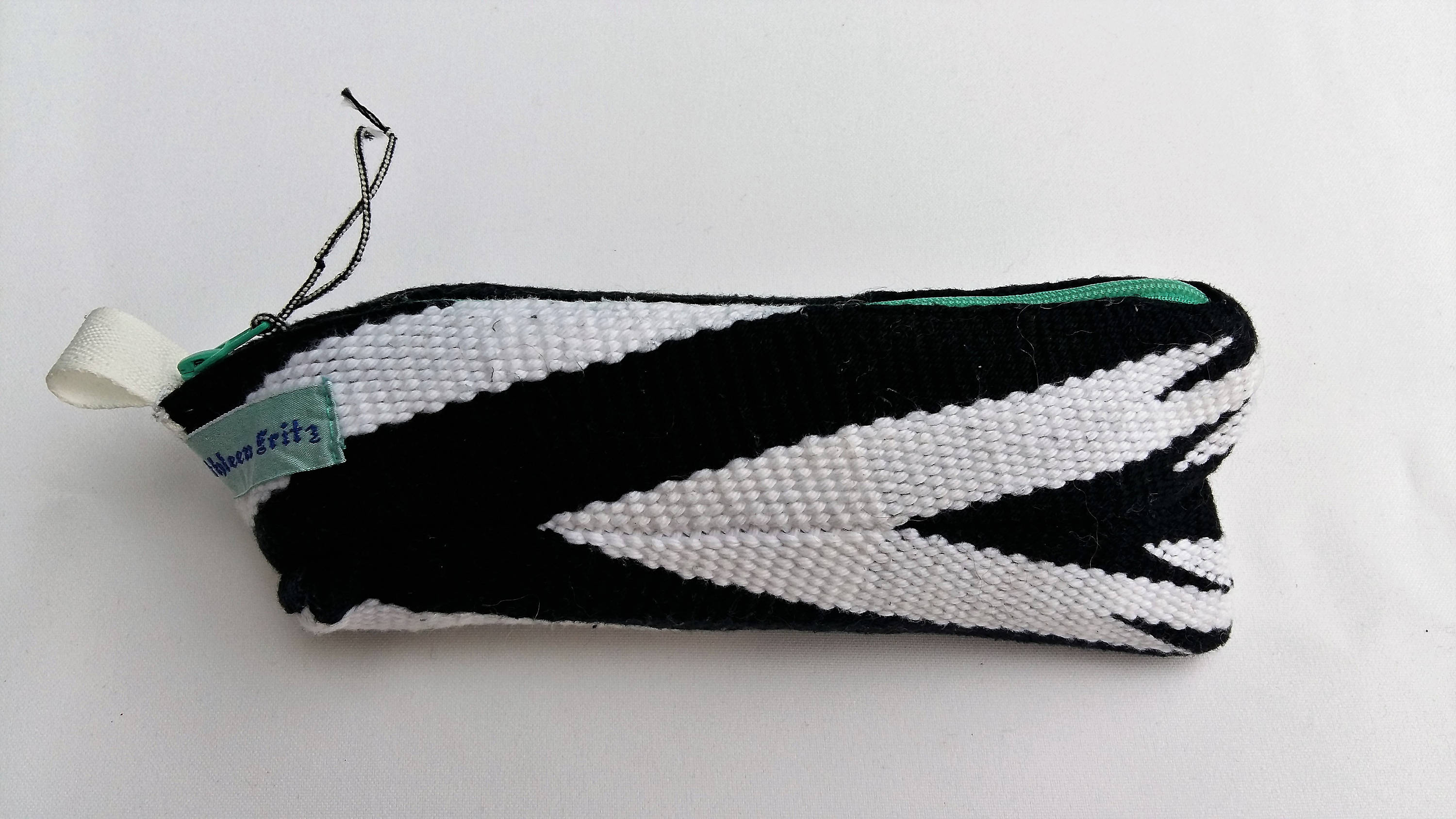 Lined Handwoven Cotton Pencil Case Closed by a Zipper, Finger Woven ...
