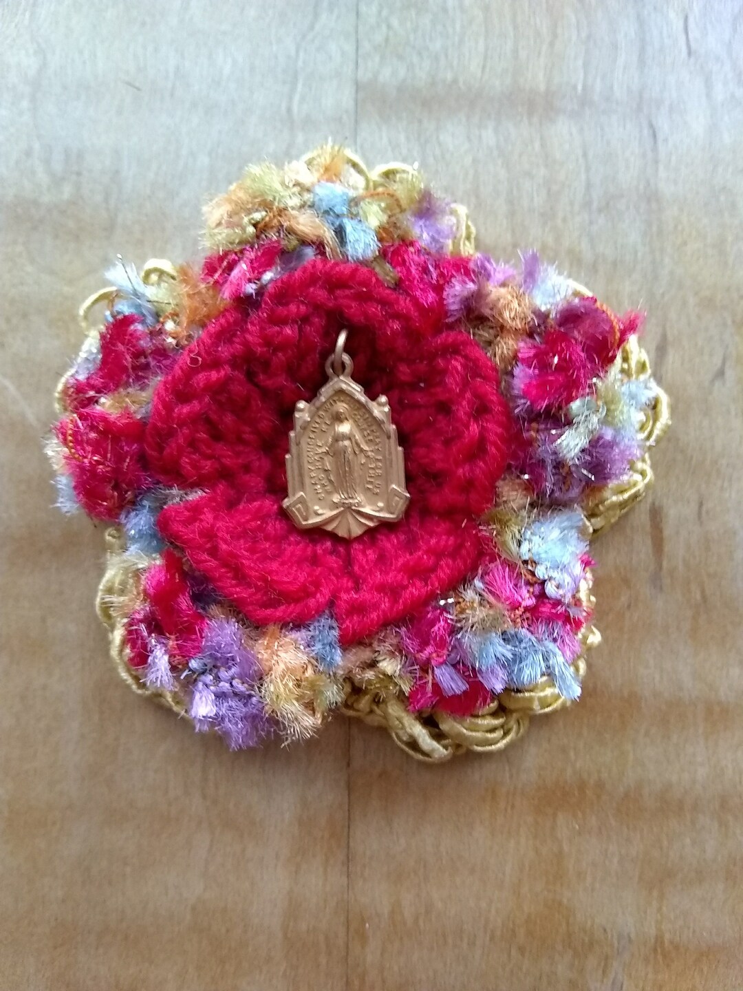 Miraculous Medal Flower Pin - Etsy