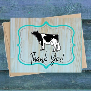 Holstein Cow, Dairy Cattle, Show Steer Thank You Cards for Kid's 4-H ...