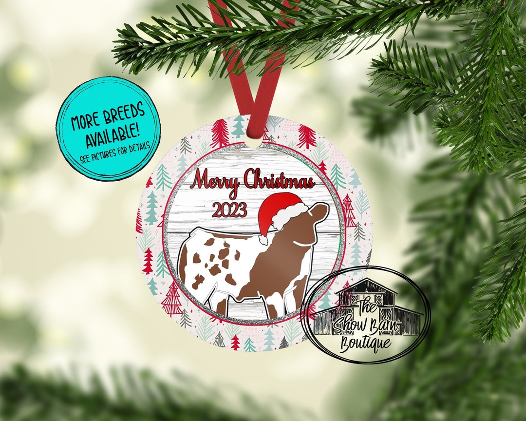 Personalized Show Heifer Christmas Ornament, Show Steer Ornament, Round ...