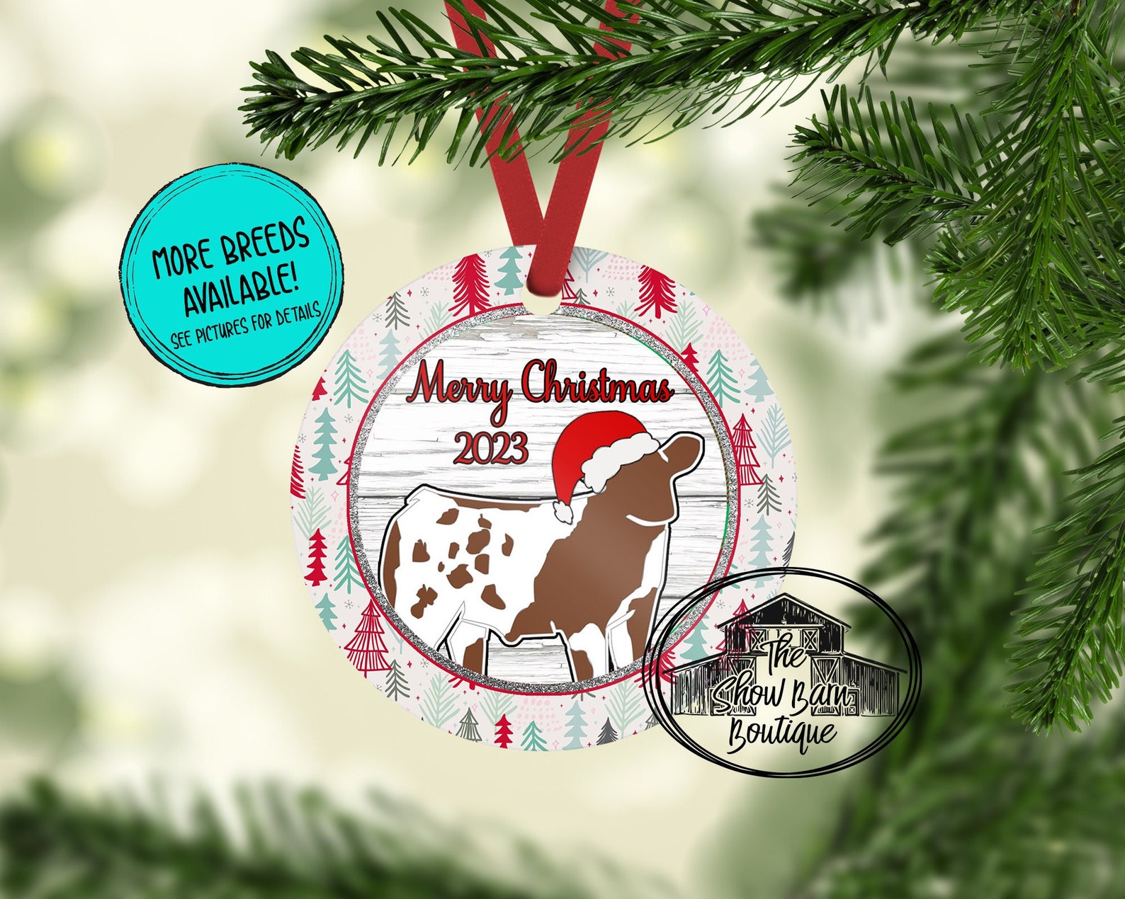 Personalized Show Heifer Christmas Ornament, Show Steer Ornament, Round ...