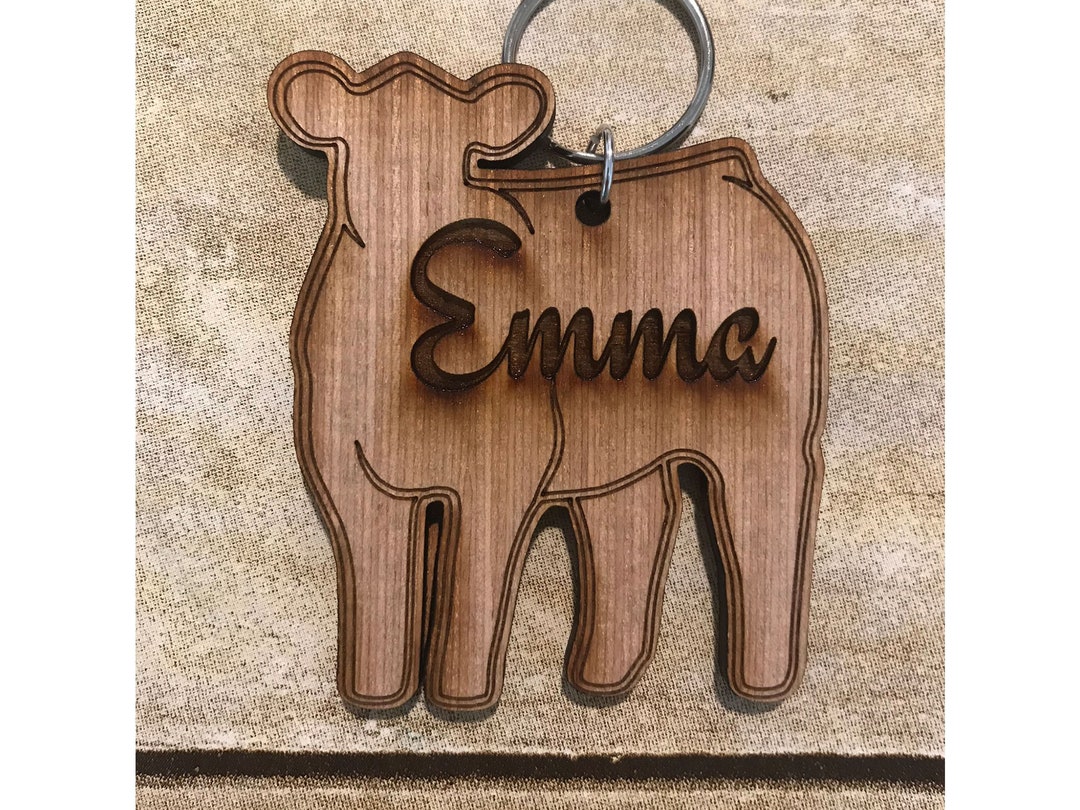 Show Heifer Key Chain, Personalized Engraved Wood Keychain, Livestock ...