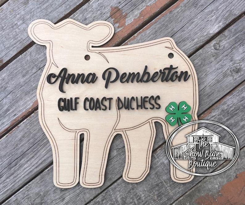 Show Heifer Stall Sign, Wood Livestock Show Sign With 3D Raised Letters ...