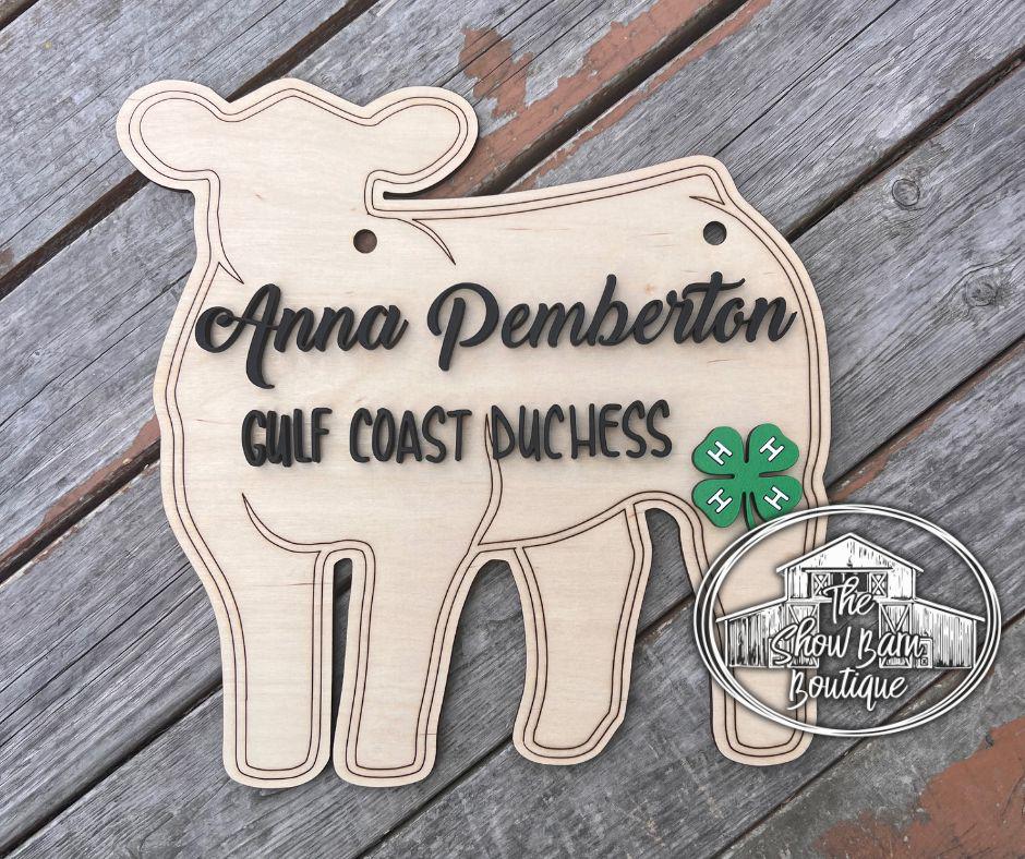 Show Heifer Stall Sign, Wood Livestock Show Sign With 3D Raised Letters ...