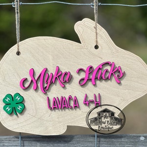 Show Rabbit Pen Sign, Custom Rabbit, Wood Livestock Show Sign With 3D ...