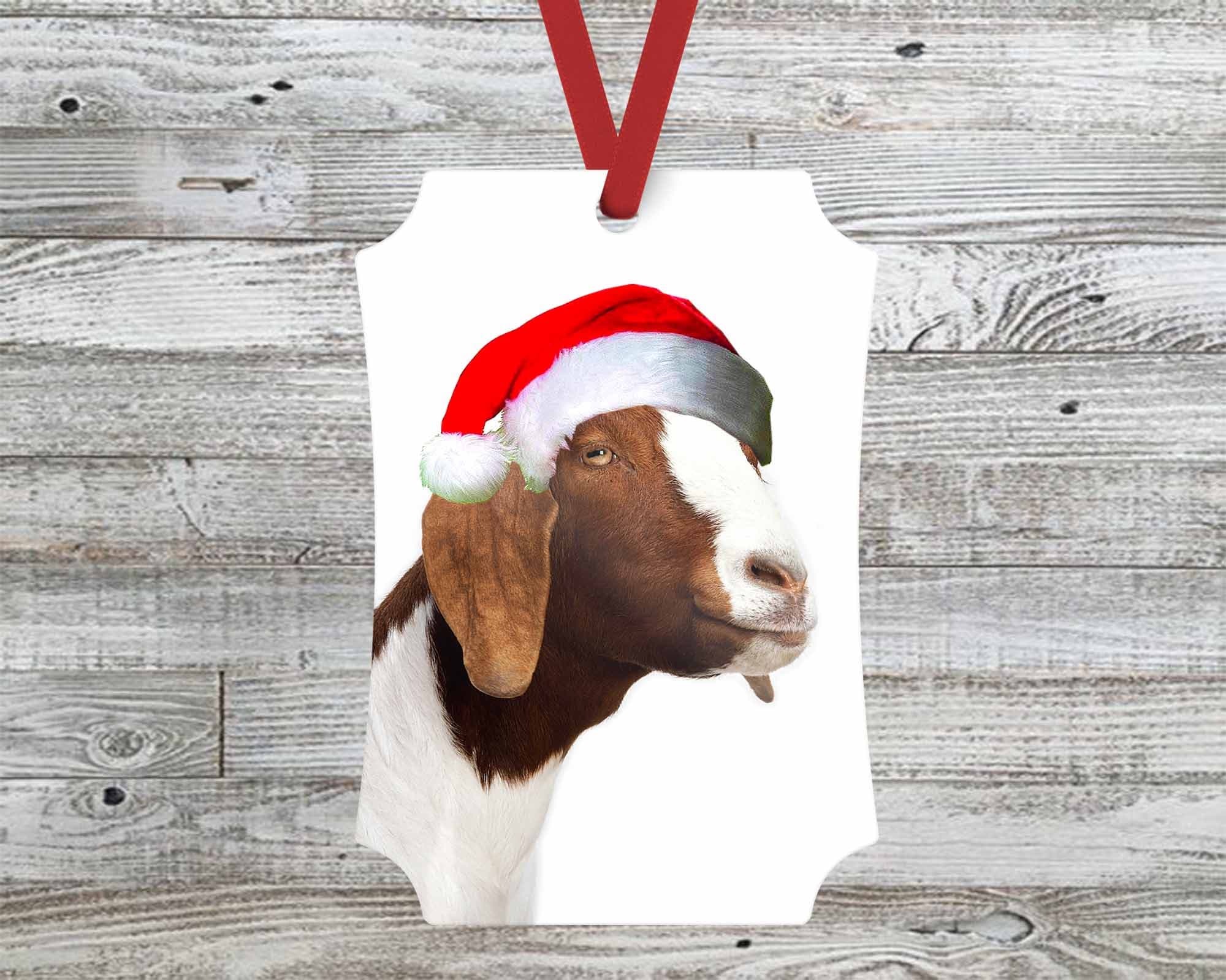 Personalized Goat Christmas Ornament Goat With Santa Hat - Etsy