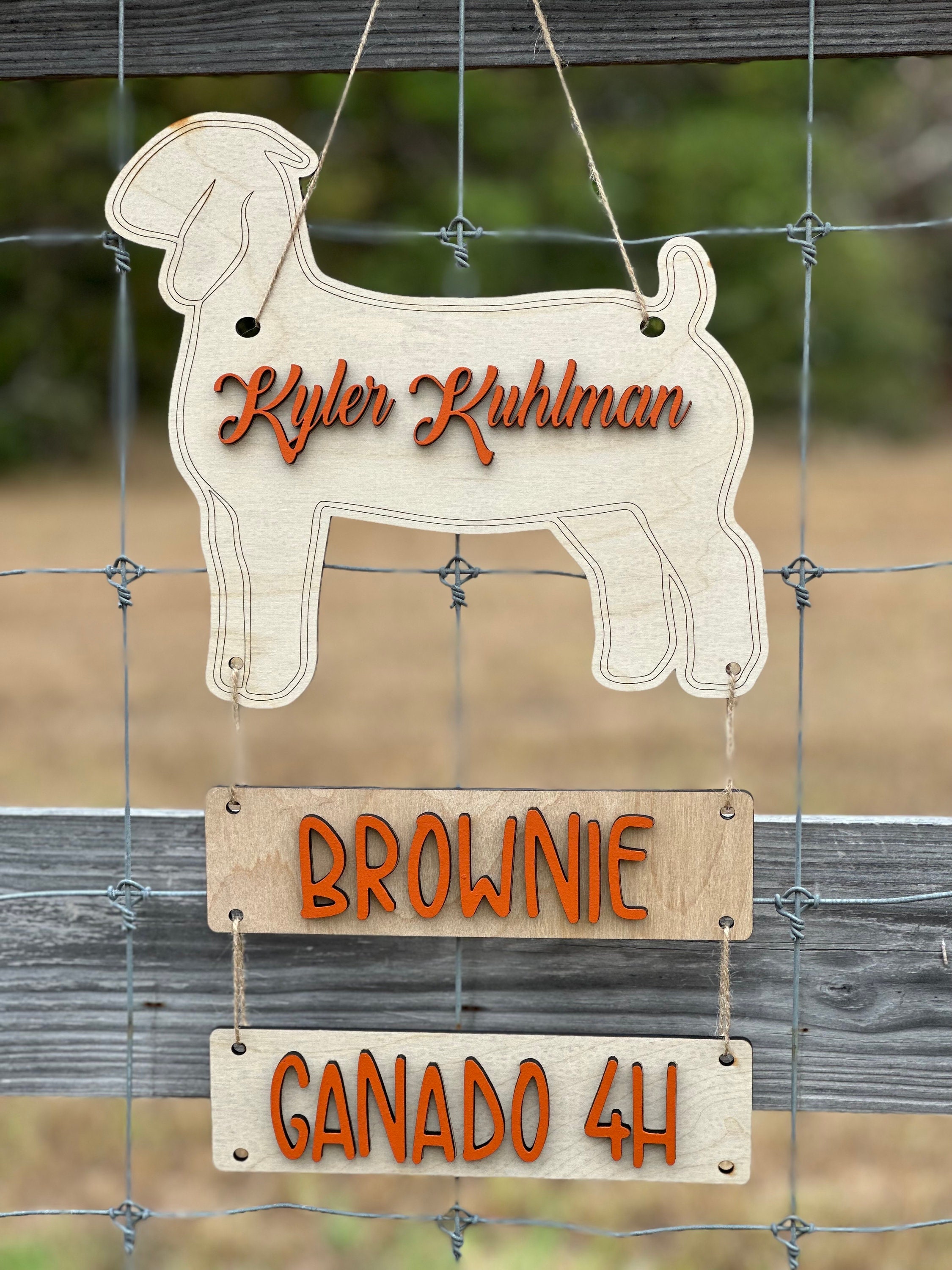 Show Goat Pen Sign With Hanging Name Plate, Wood Livestock Show Sign ...