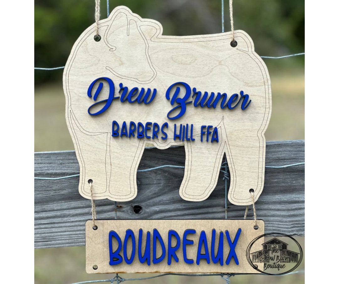 Show Steer Stall,sign With Hanging Name Plate, Wood Livestock Show Sign ...