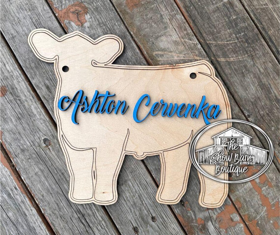 Show Steer Stall Sign, Wood Livestock Show Sign With 3D Raised Letters ...