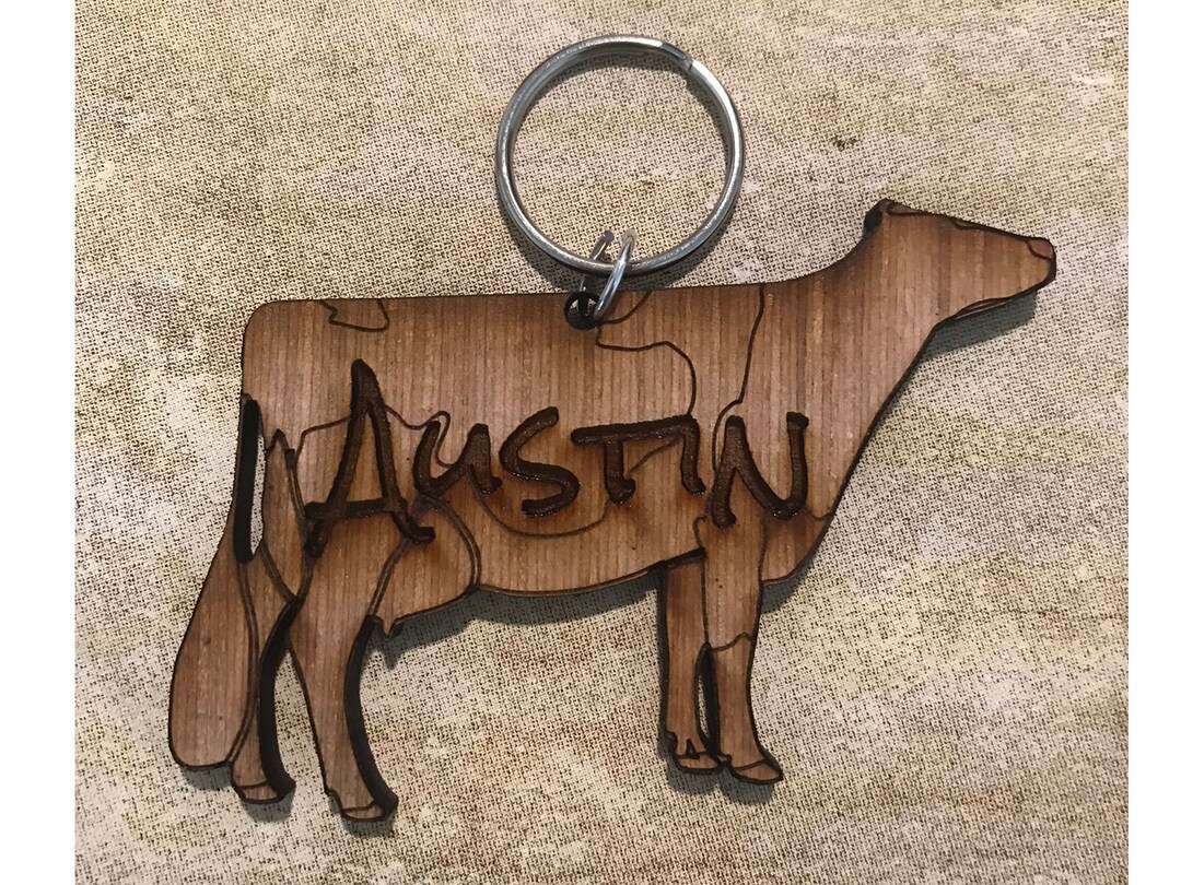 Show Heifer Key Chain, Personalized Engraved Wood Keychain, Livestock ...