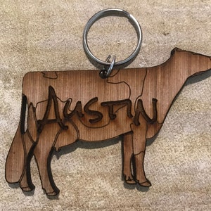 Show Heifer Key Chain, Personalized Engraved Wood Keychain, Livestock ...