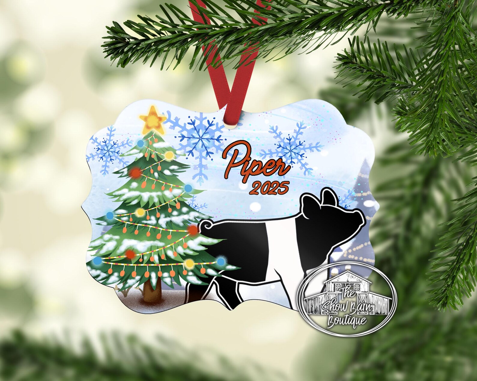 Show Pig Christmas Ornament, Personalized Pig Ornament, 4H Pig, Show ...
