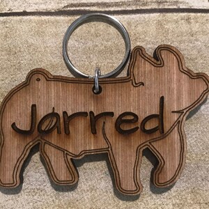 Show Pig Key Chain, Personalized Engraved Wood Keychain, Livestock Show ...
