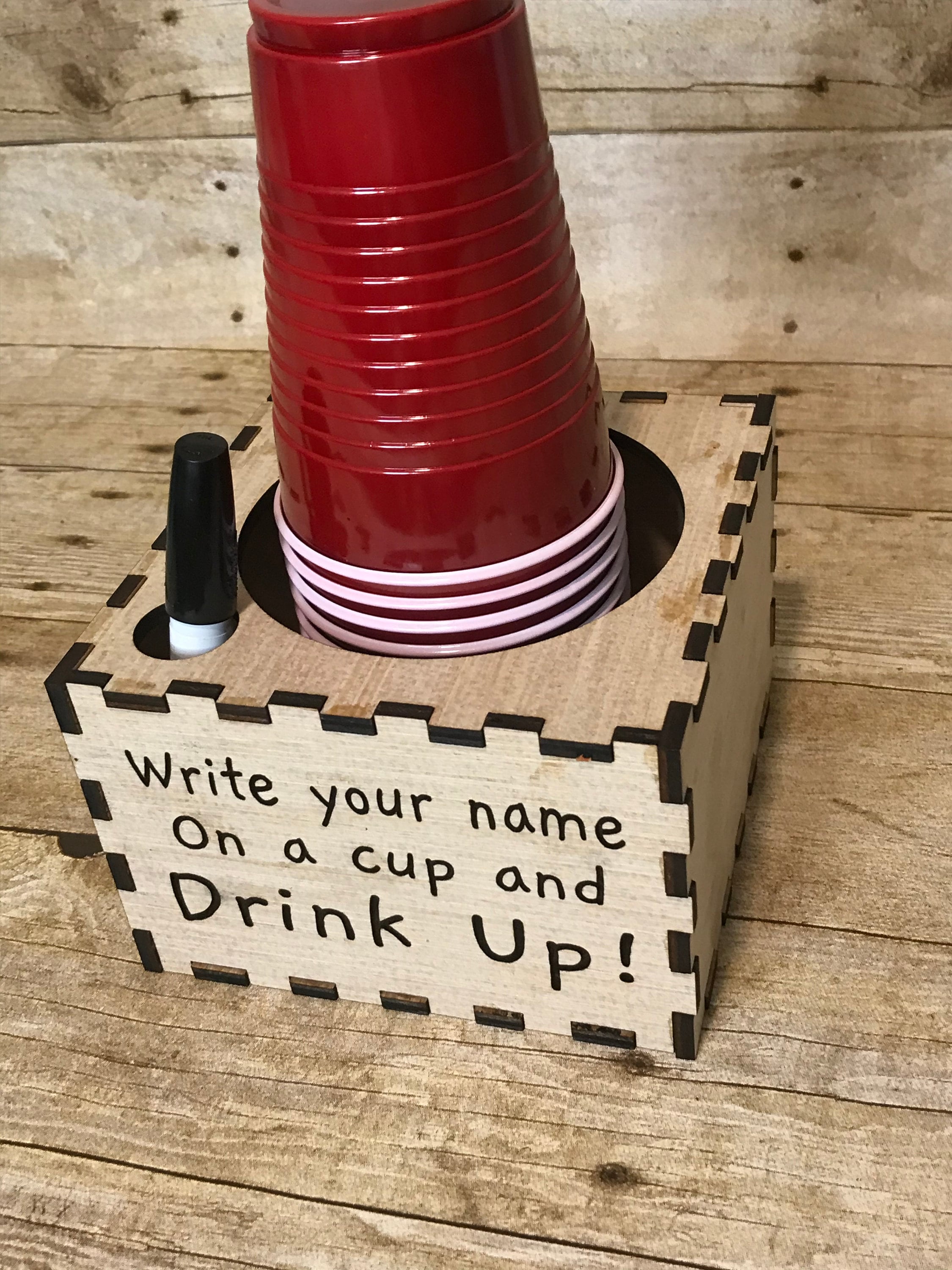 Cup Holder, Wood Red Cup, Personalized Cup Holder, Party Cup Decor ...