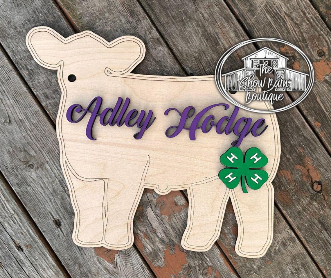Show Steer Stall Sign, Wood Livestock Show Sign With 3D Raised Letters ...