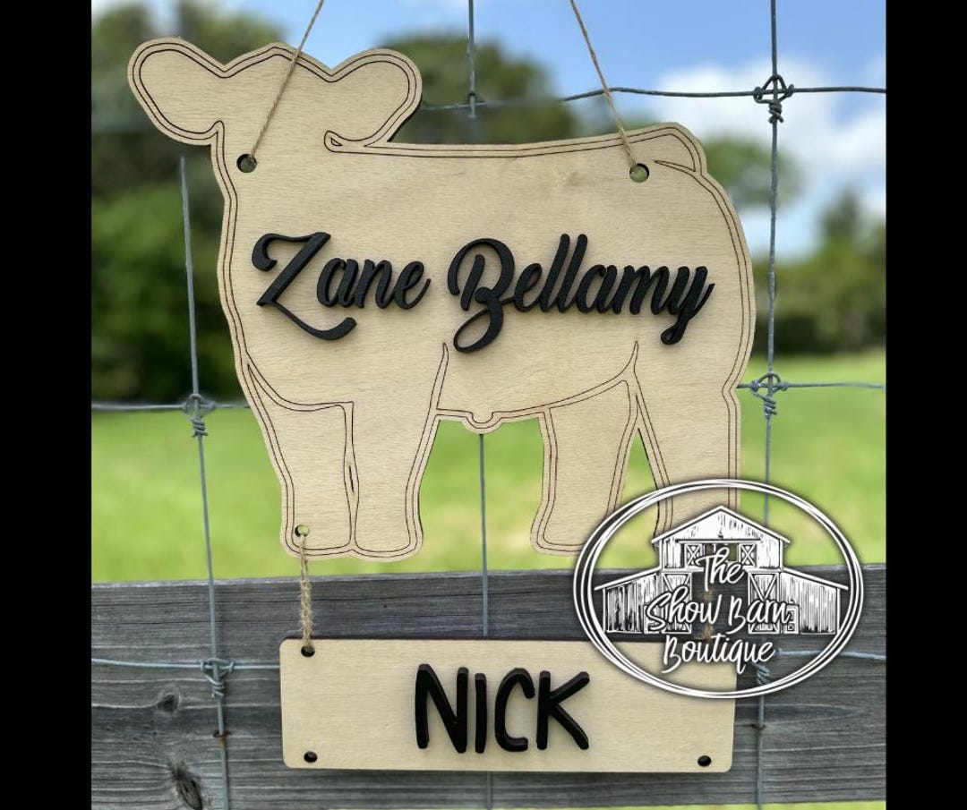 Show Steer Stall Sign, Wood Livestock Show Sign With 3D Raised Letters ...