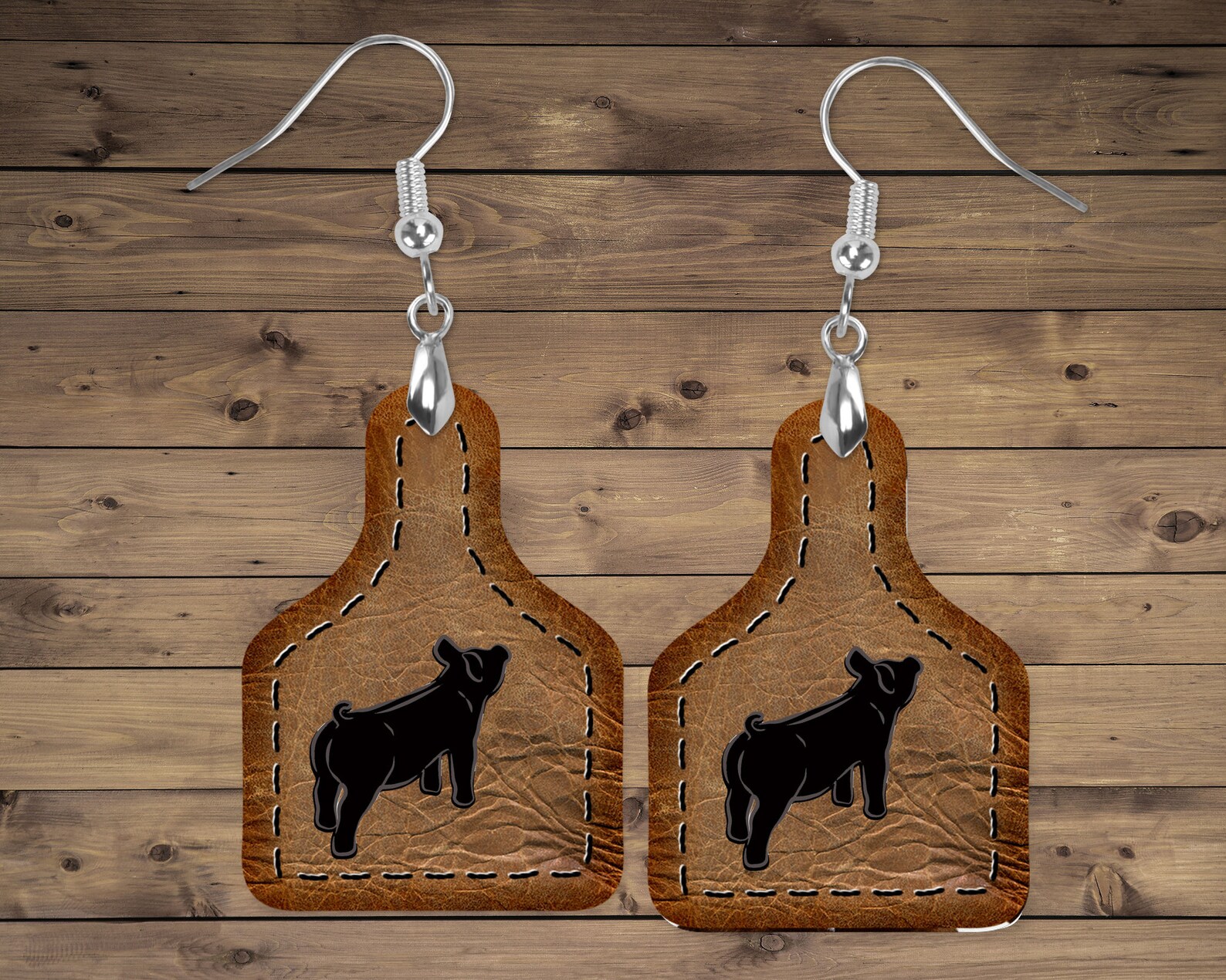 Show Pig Earrings Hampshire Pig Ear Tag Shape Show Pig - Etsy