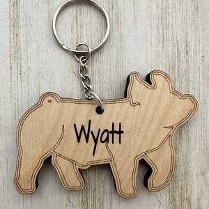 Show Pig Key Chain, Personalized Engraved Wood Keychain, Livestock Show ...