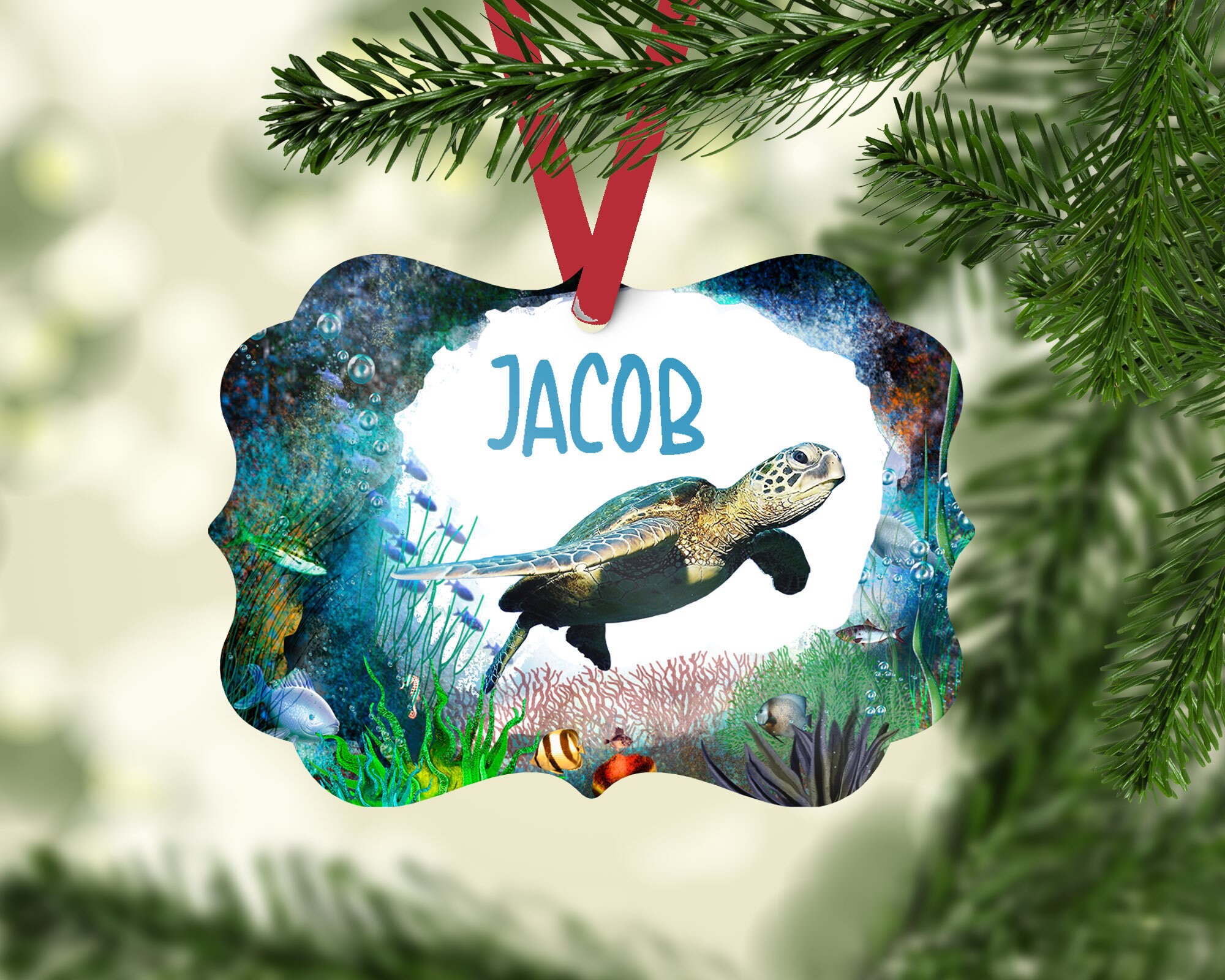 Personalized Sea Turtle Ornament, VSCO Girl Gift, Marine Biology, Beach ...