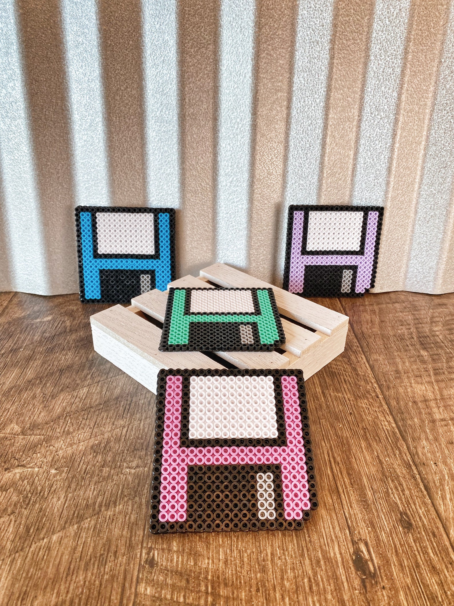 Floppy Disk Coasters Pixel Art Perler Beads Coasters 8 Bit Home Decor ...