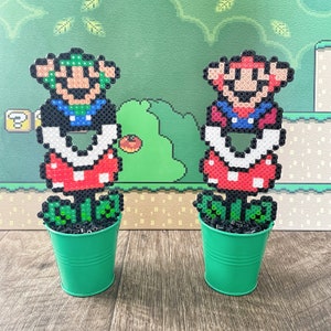 Large Retro Mario and Luigi Plant | Video Game Decor | Desk Plant ...